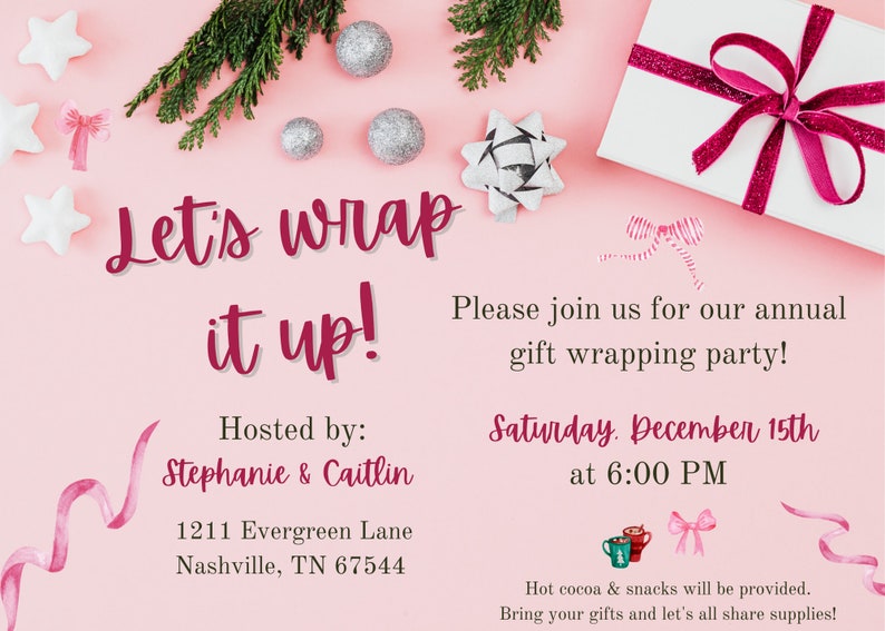 Editable Christmas Wrapping Party Invitation | Wrap It up | Party ...