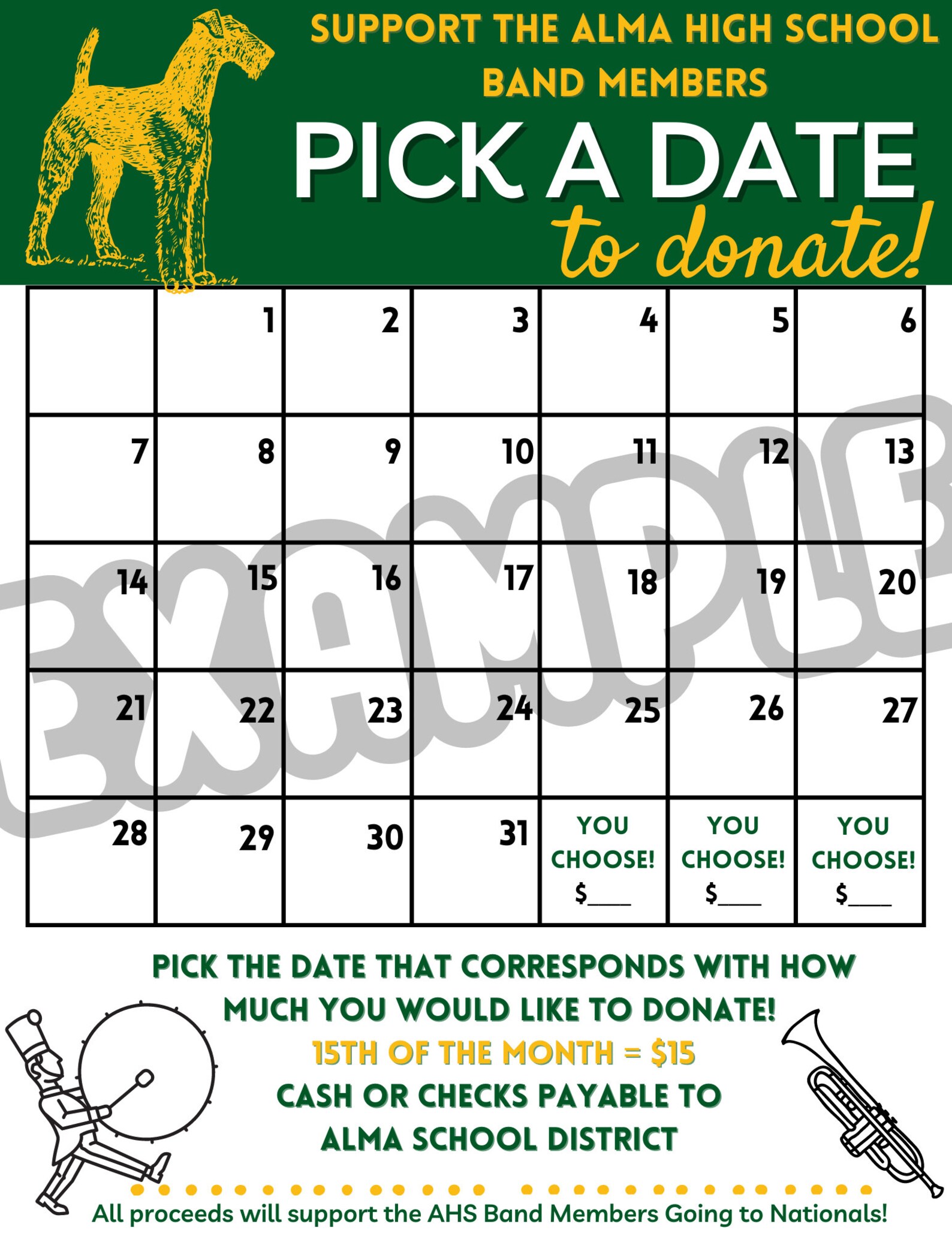 BAND FUNDRAISER - Editable Template - Pick A Date Fundraiser - Sponsor ...