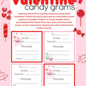 Valentine's Candy Gram Fundraiser | EDITABLE | PTA | PTO | School ...