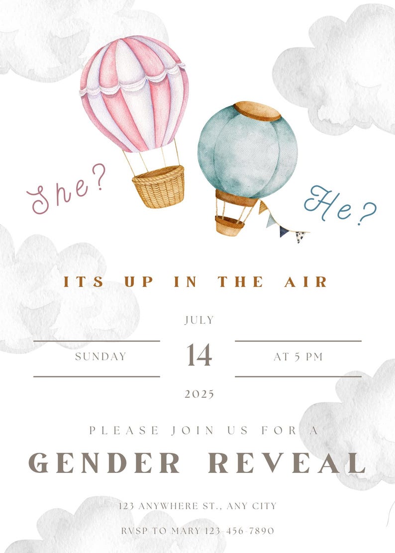 It’s up in the Air Gender Reveal Invitation - Etsy