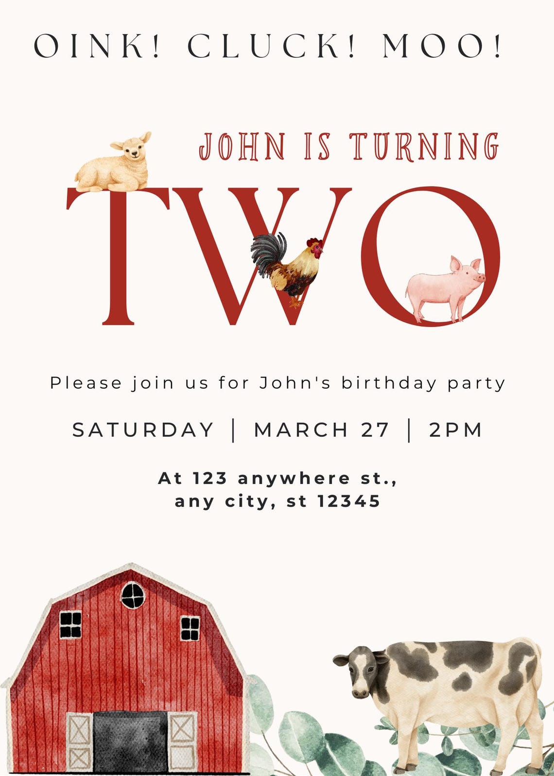 Farm Animal Birthday Invitation - Etsy