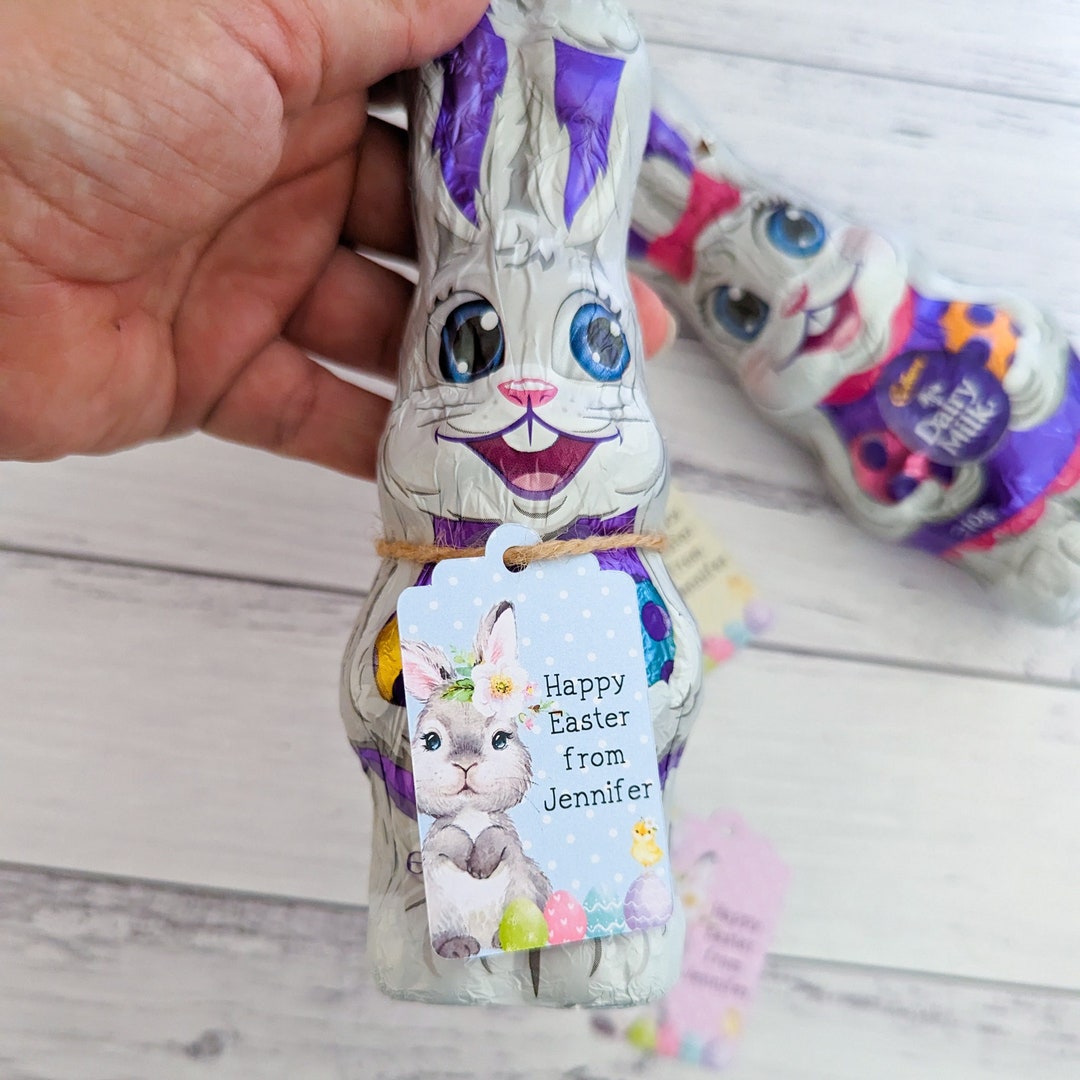16 Personalised Easter Tags, Easter Bunny, Polka Dot, Easter Egg Tags ...
