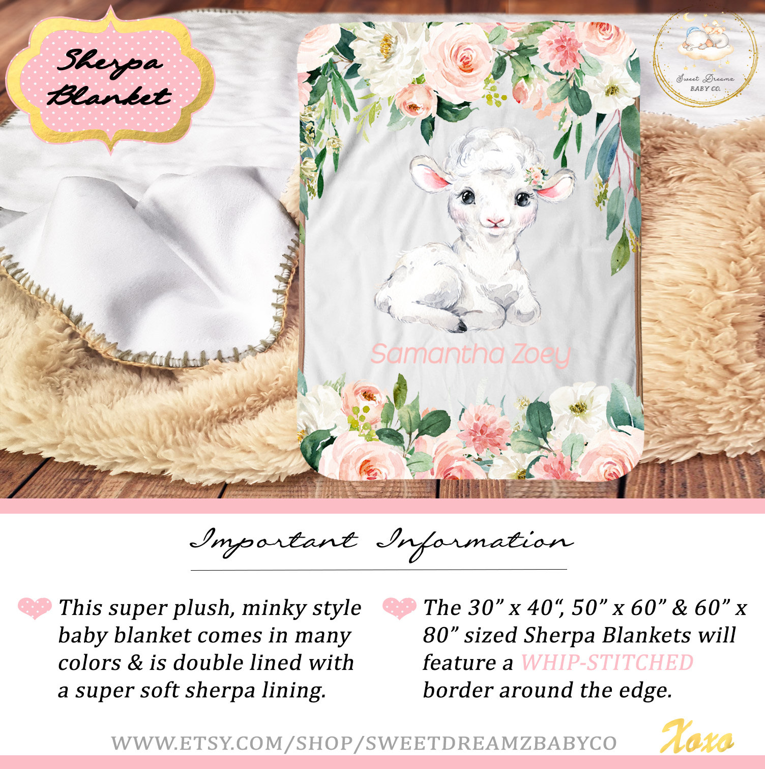 Lamb Baby Blanket Lamb Baby Shower Gift Girl Personalized - Etsy
