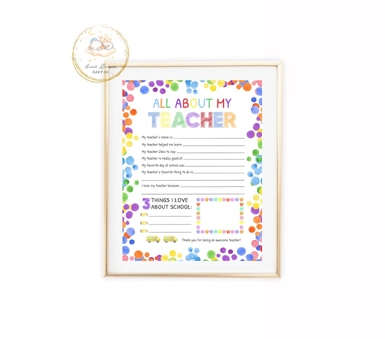 Teacher Appreciation Week Printable, All About My Teacher Printable ...