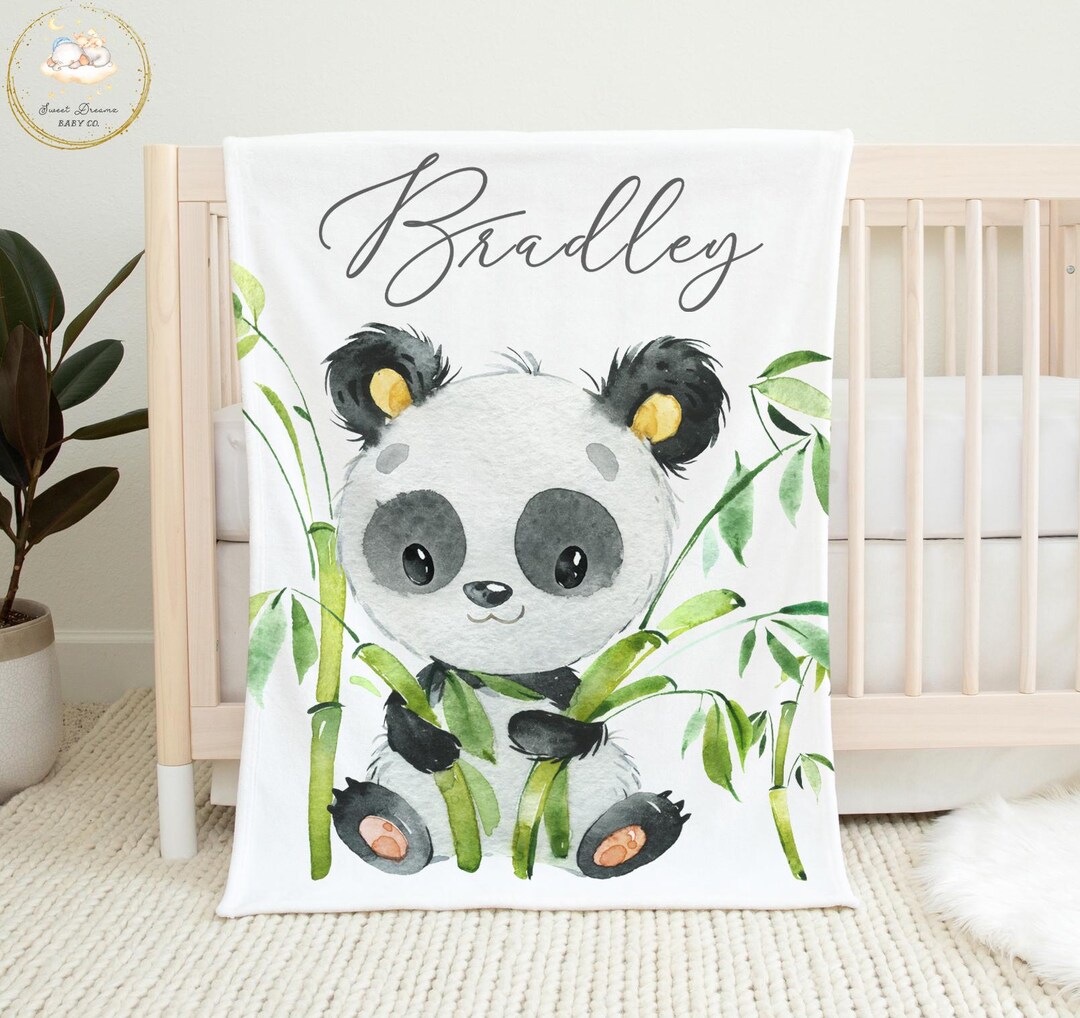 Panda Baby Blanket, Greenery Baby Blanket Boy, Panda Nursery Bedding ...