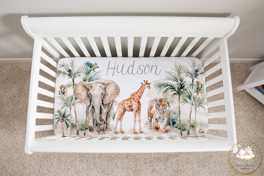 Safari Crib Sheet, Safari Animals Nursery Bedding, Jungle Baby Bedding ...