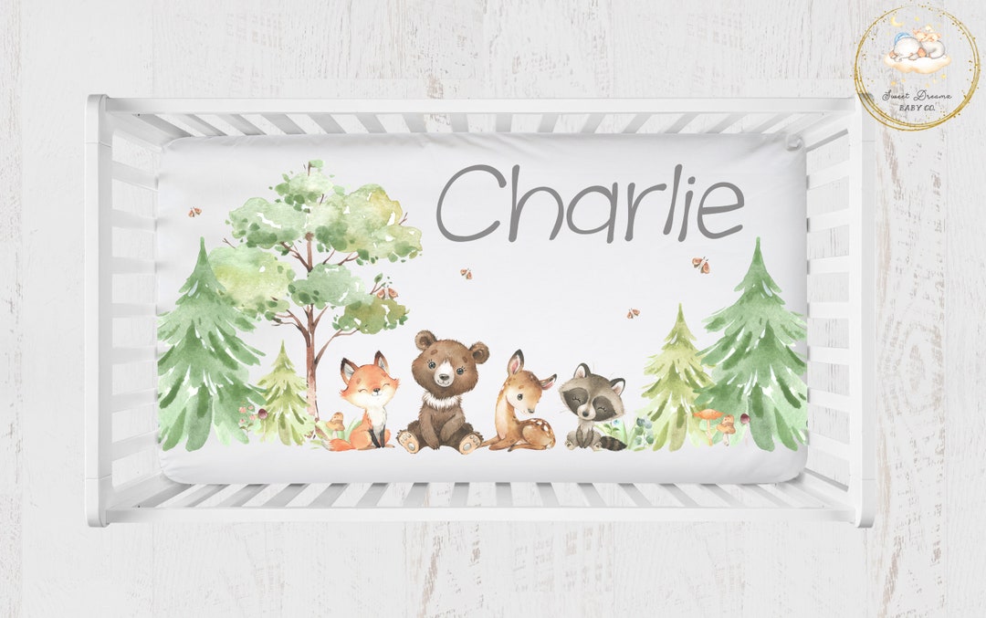 Woodland Crib Sheet, Woodland Nursery, Woodland Animals Baby Bedding ...