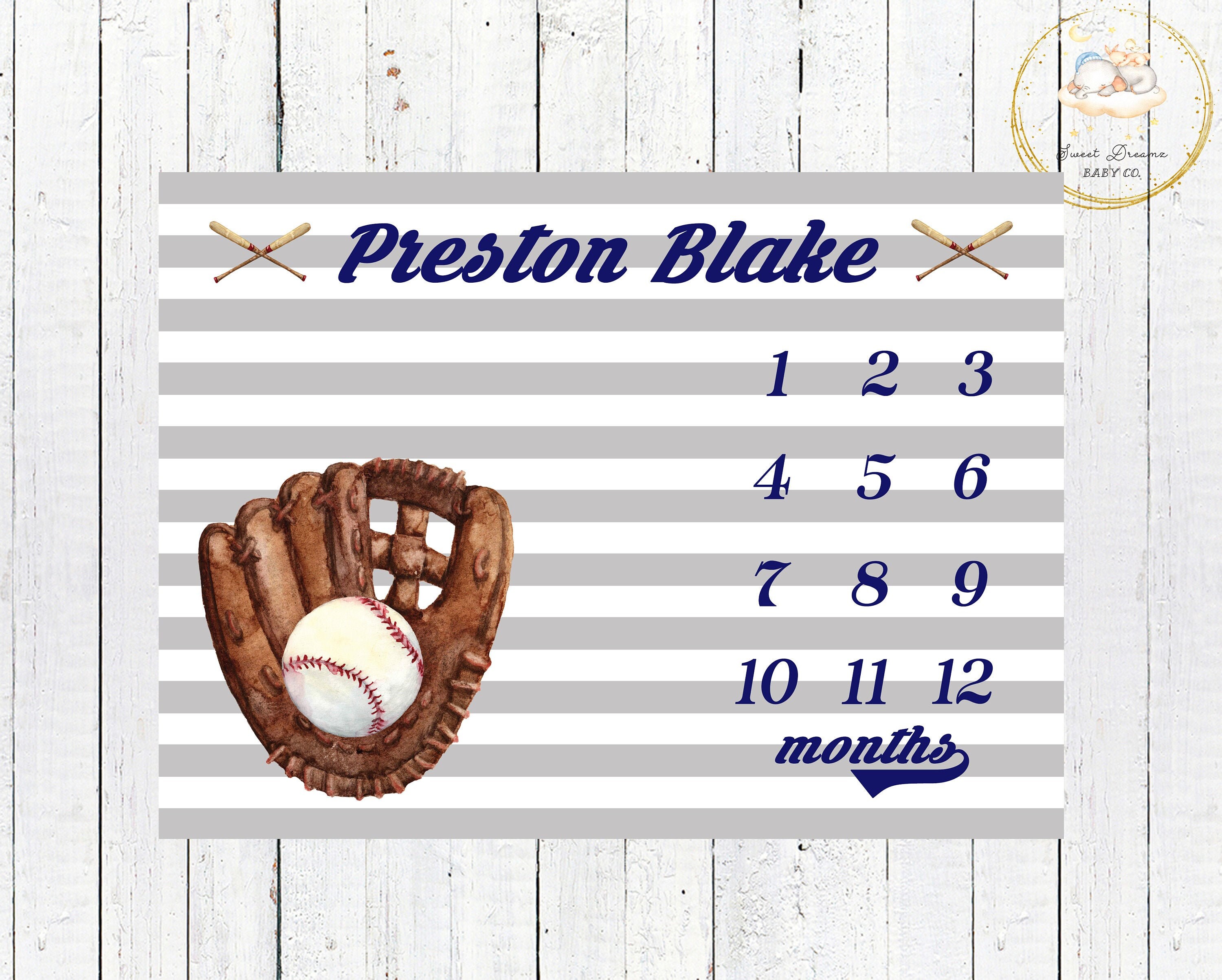 Baseball Milestone Blanket / Monthly Growth Tracker / Fleece | Etsy