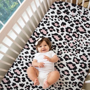 Leopard Crib Bedding Set, Baby Girl Crib Bedding, Leopard Nursery, Pink ...