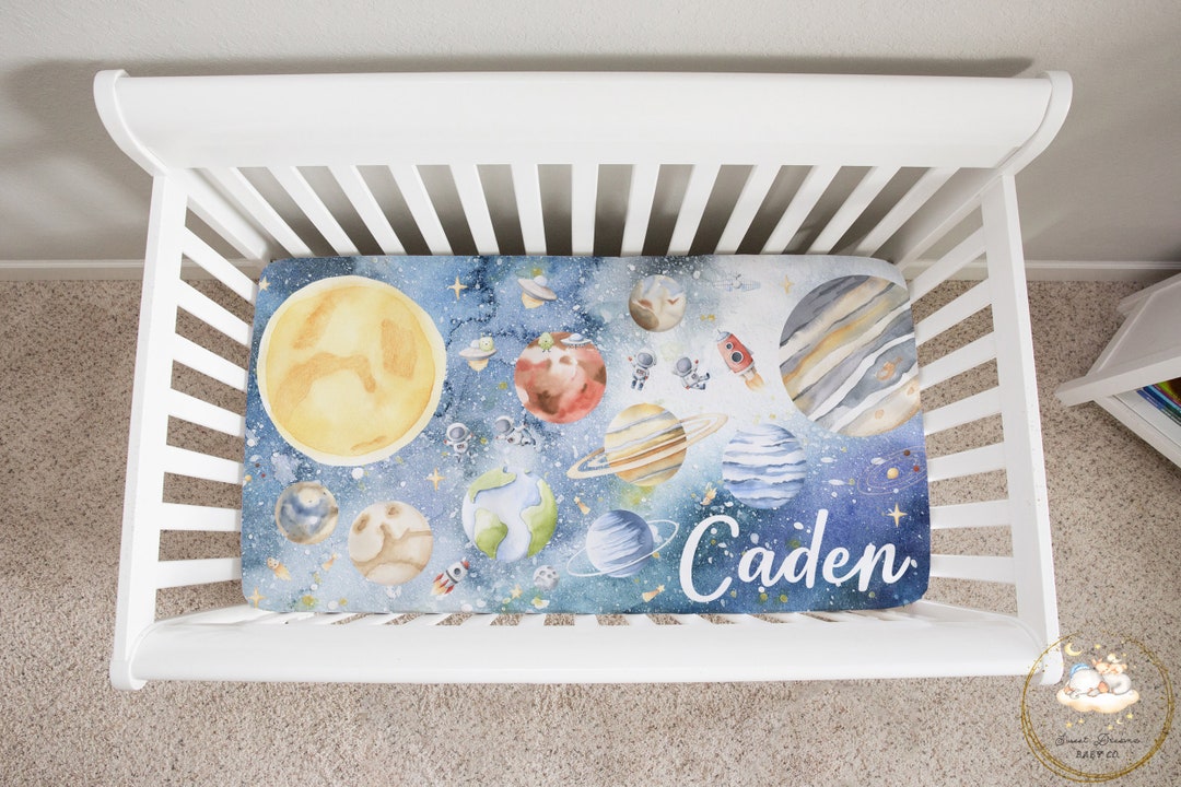 Space Crib Sheet, Space Nursery, Astronaut Baby Bedding, Space Baby ...