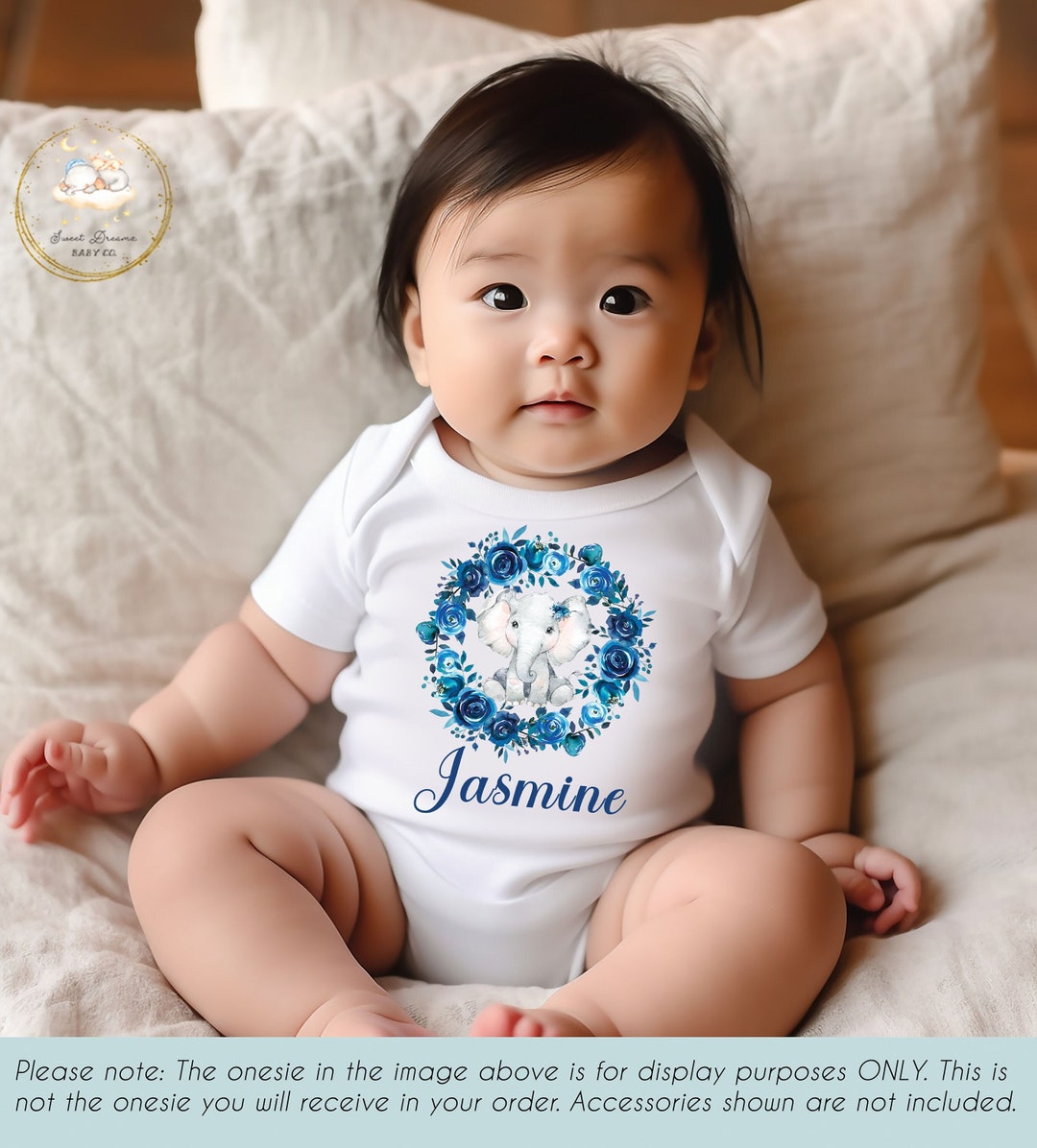 Floral Onesie®, Elephant Onesie, Blue Floral Baby Bodysuit ...