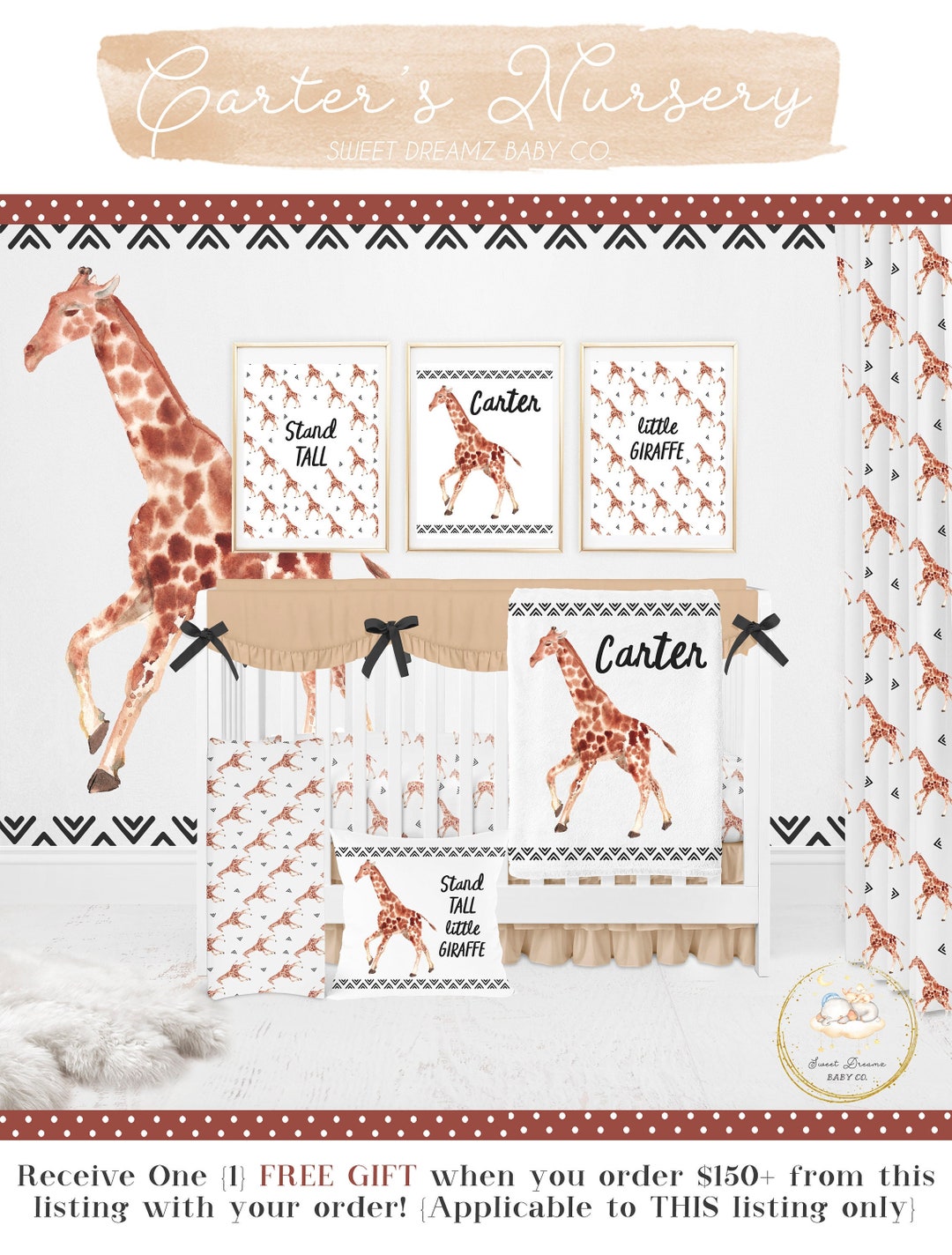 Giraffe Crib Bedding Set, Baby Boy Crib Bedding, Giraffe Nursery ...