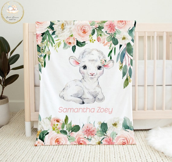 Lamb Baby Blanket Lamb Baby Shower Gift Girl Personalized - Etsy