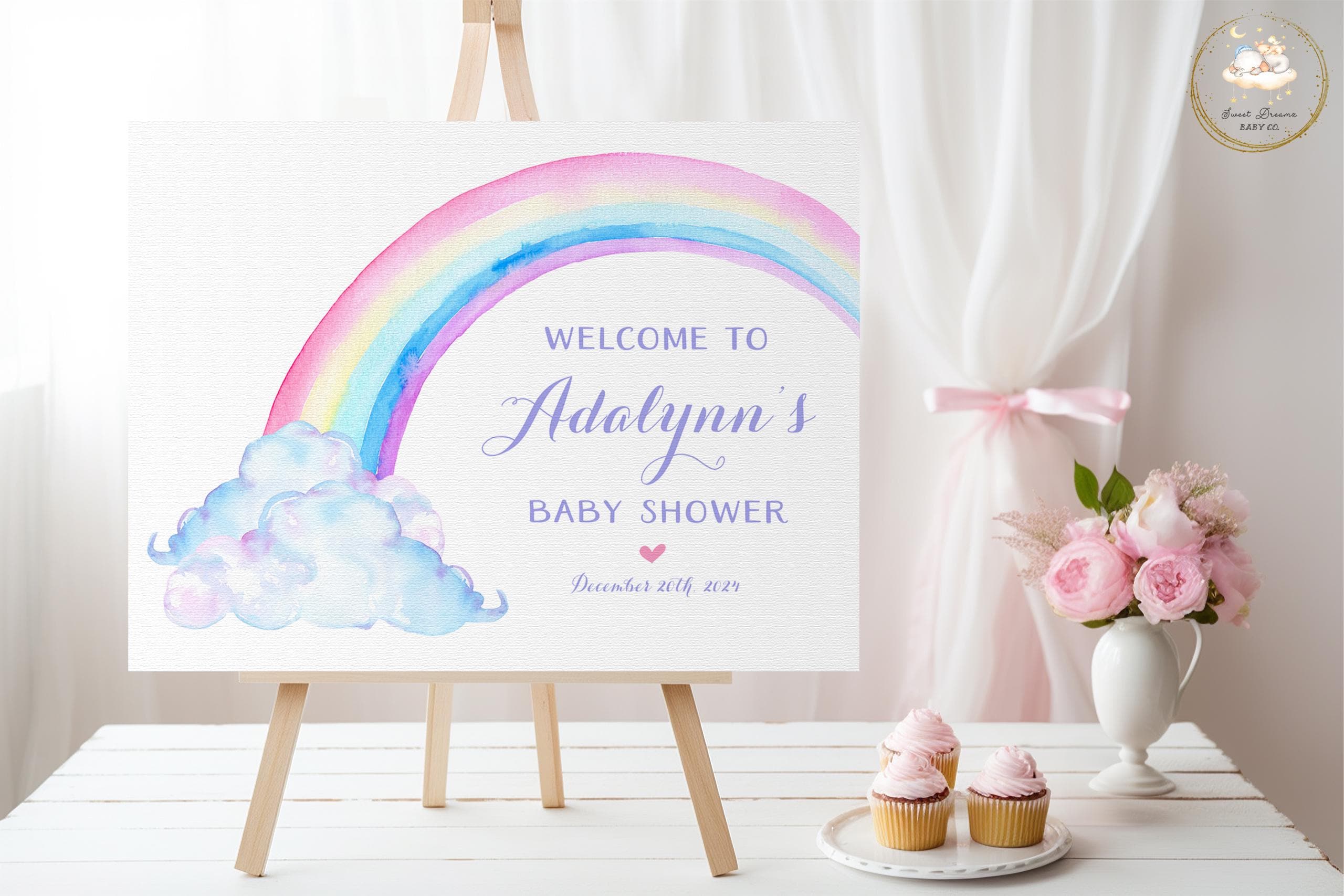 Rainbow Baby Shower Welcome Sign, Rainbow Party Sign, Rainbow Baby ...