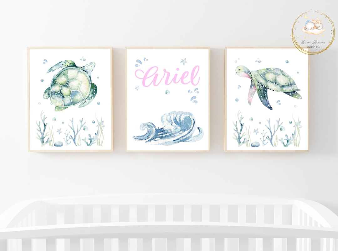Turtle Nursery Prints, Under the Sea Nursery Prints, Set of 3 Prints ...