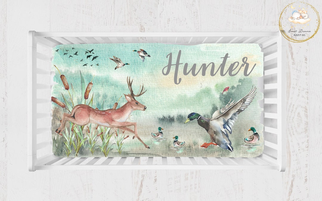 Custom Mallard Duck Crib Sheet, Deer Hunting Crib Sheet, Duck Nursery ...