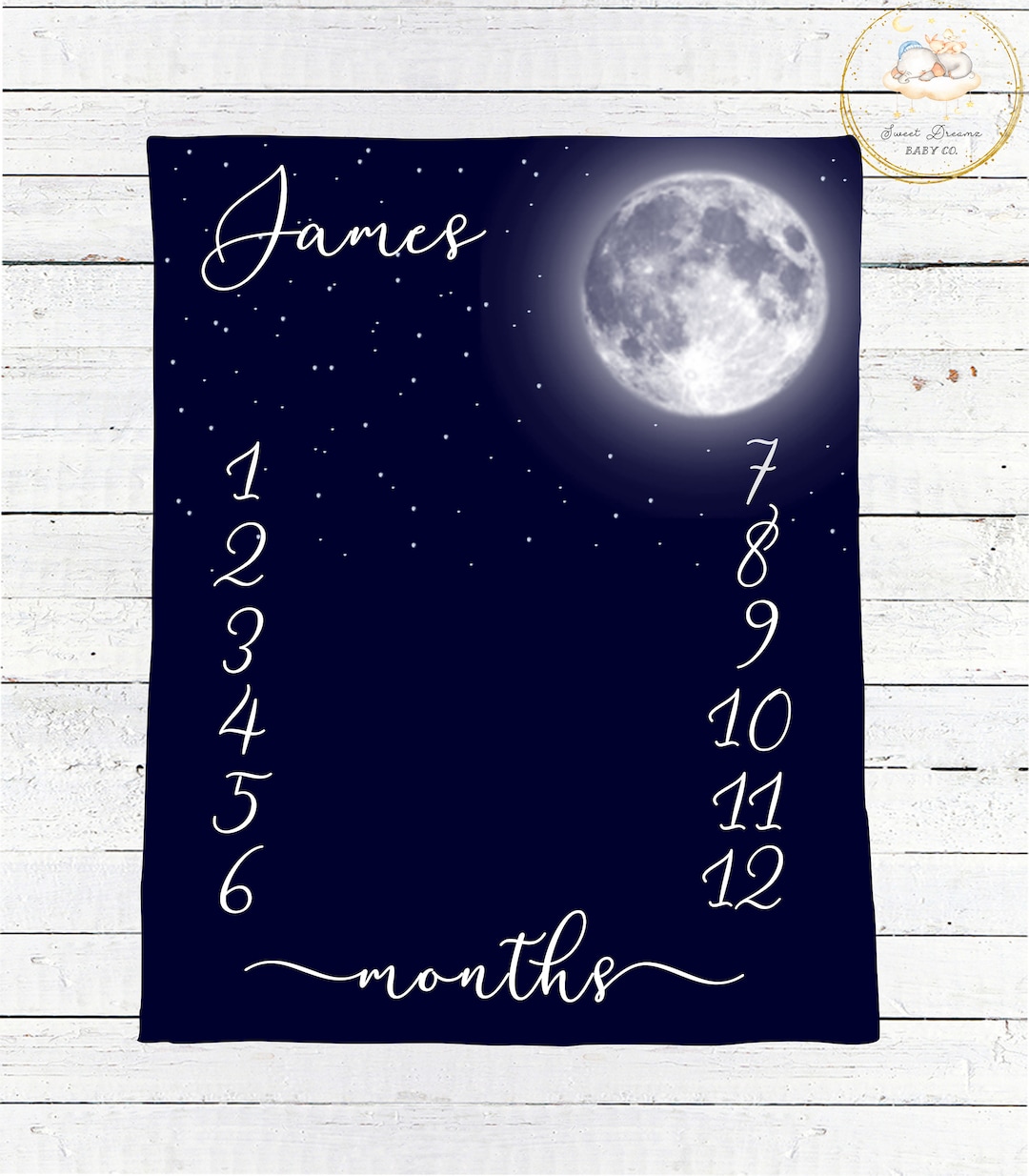 Moon Milestone, Moon Baby Blanket, Baby Milestone Blanket, Custom Moon ...