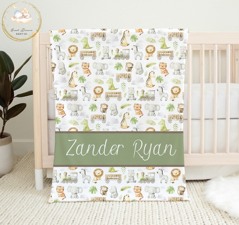 Train Crib Bedding Set, Safari Animals Crib Bedding Set, Baby Boy Crib ...