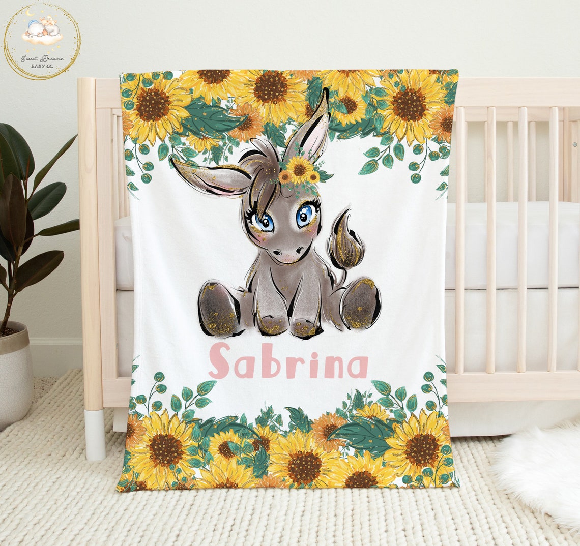 Donkey Crib Bedding Set, Sunflower Baby Bedding Set, Baby Girl Crib ...