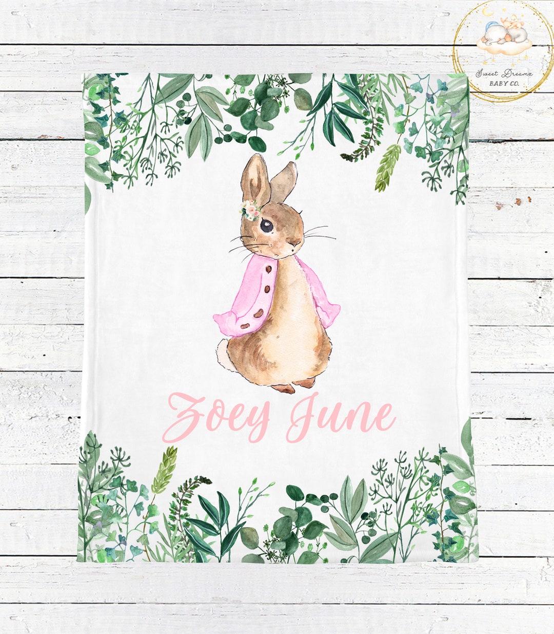 Peter Rabbit Baby Blanket Girl, Rabbit Baby Shower Gift, Personalized ...