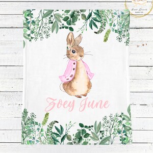 Peter Rabbit Baby Blanket Girl, Rabbit Baby Shower Gift, Personalized ...