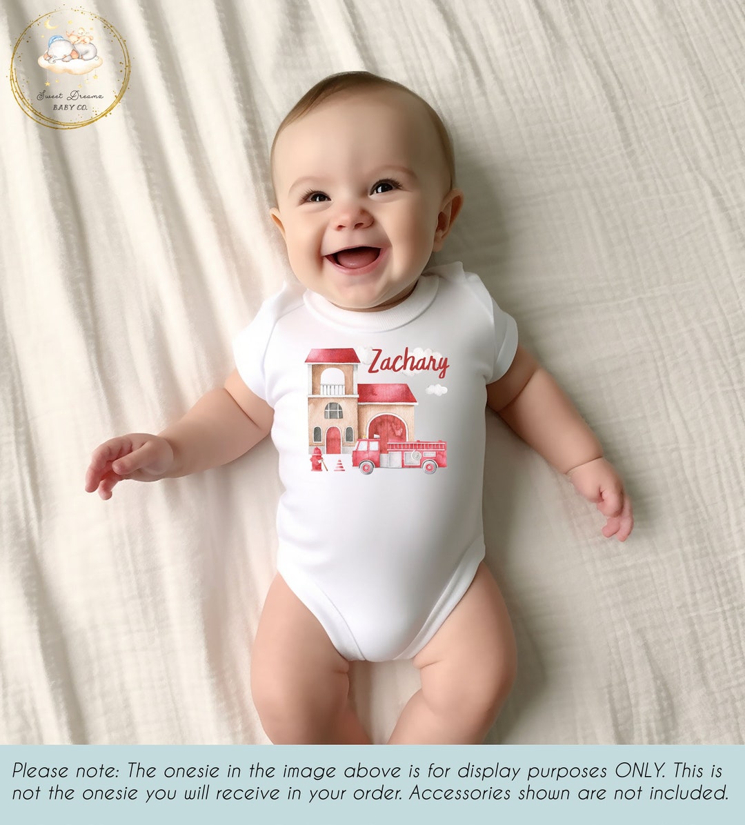 Fire Truck Onesie®, Custom Onesie Baby Boy, Fire Truck Baby Gifts ...