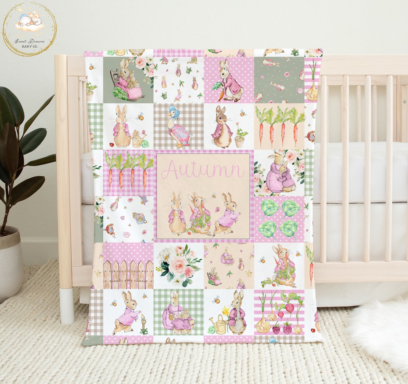 Peter Rabbit Crib Bedding Set Girl, Floral Baby Bedding Set, Peter ...
