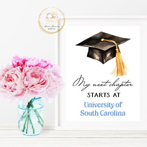 Graduation Printable Sign, My Next Chapter Starts At, Graduation Party ...