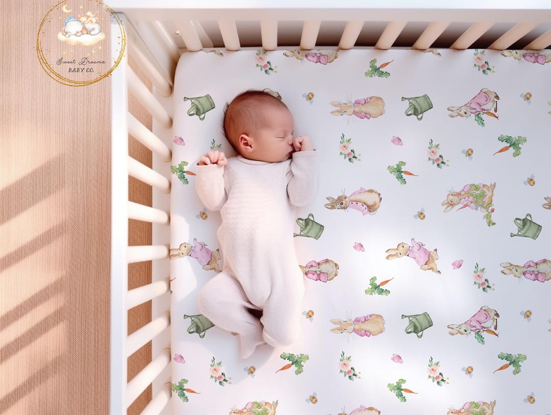 Peter Rabbit Crib Sheet Girl, Custom Floral Crib Sheet, Pink Floral ...
