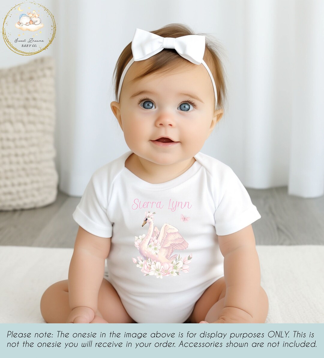 Swan Onesie®, Pink Floral Baby Onesie, Custom Baby Bodysuit Girl, Swan ...