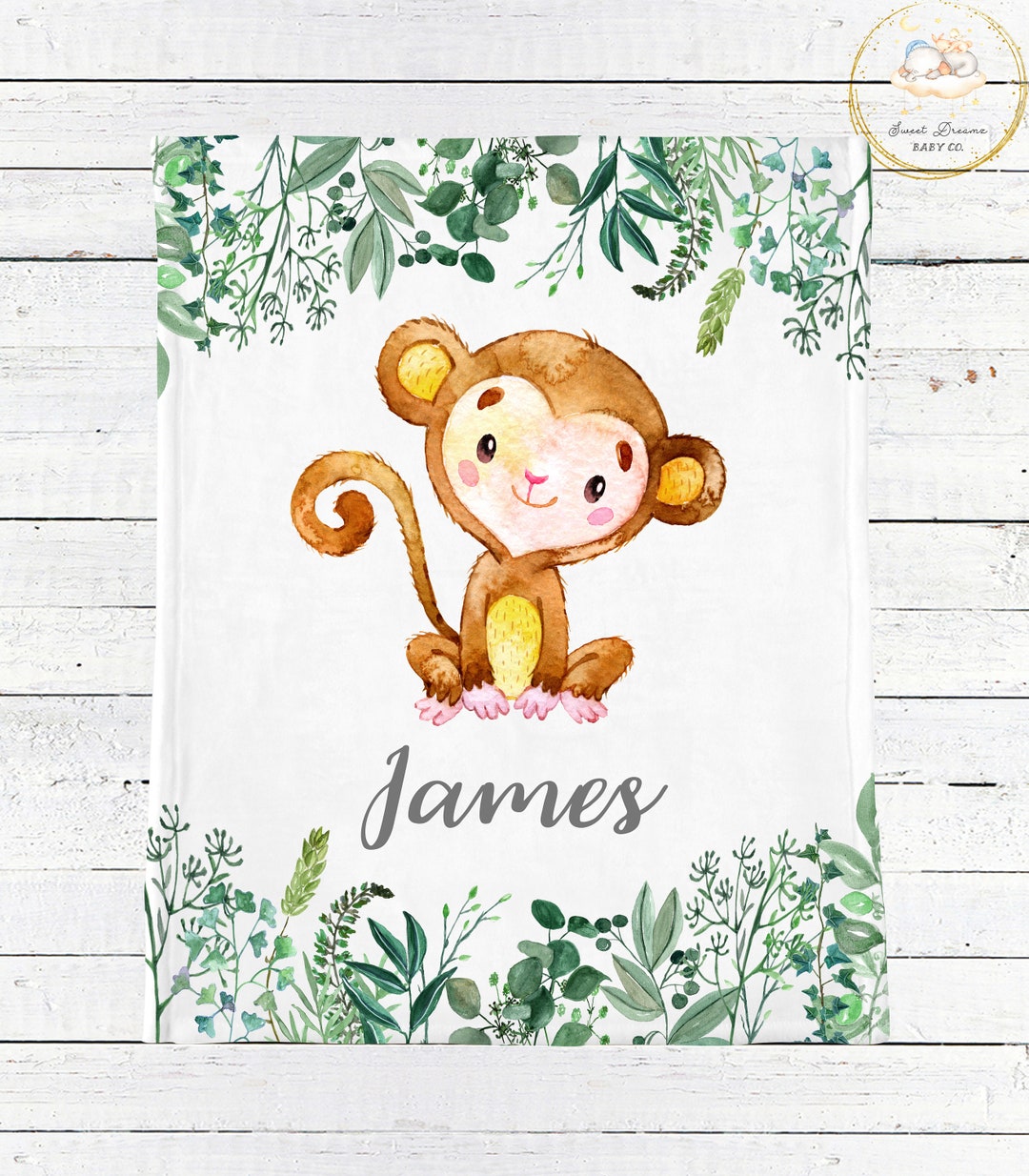 Monkey Baby Blanket Boy, Monkey Baby Bedding Boy, Personalized Baby ...