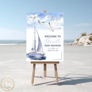 Sailboat Baby Shower Welcome Sign, Nautical Baby Shower Decor Boy ...