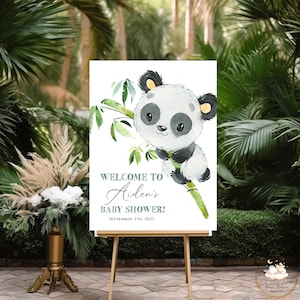 Panda Baby Shower Welcome Sign, Greenery Baby Shower Sign, Panda ...