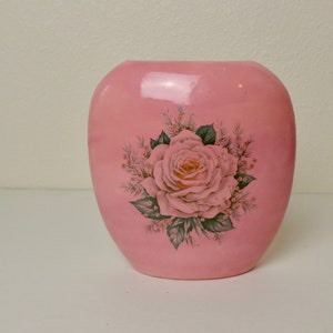 Vintage Pink Vase / Ceramic Pink Vase With Rose / 80s Vase - Etsy
