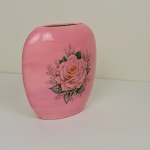 Vintage Pink Vase / Ceramic Pink Vase With Rose / 80s Vase - Etsy