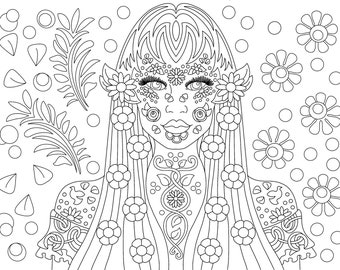 Five Flower Child Coloring Sheets for Instant Download8.5 X 11 - Etsy