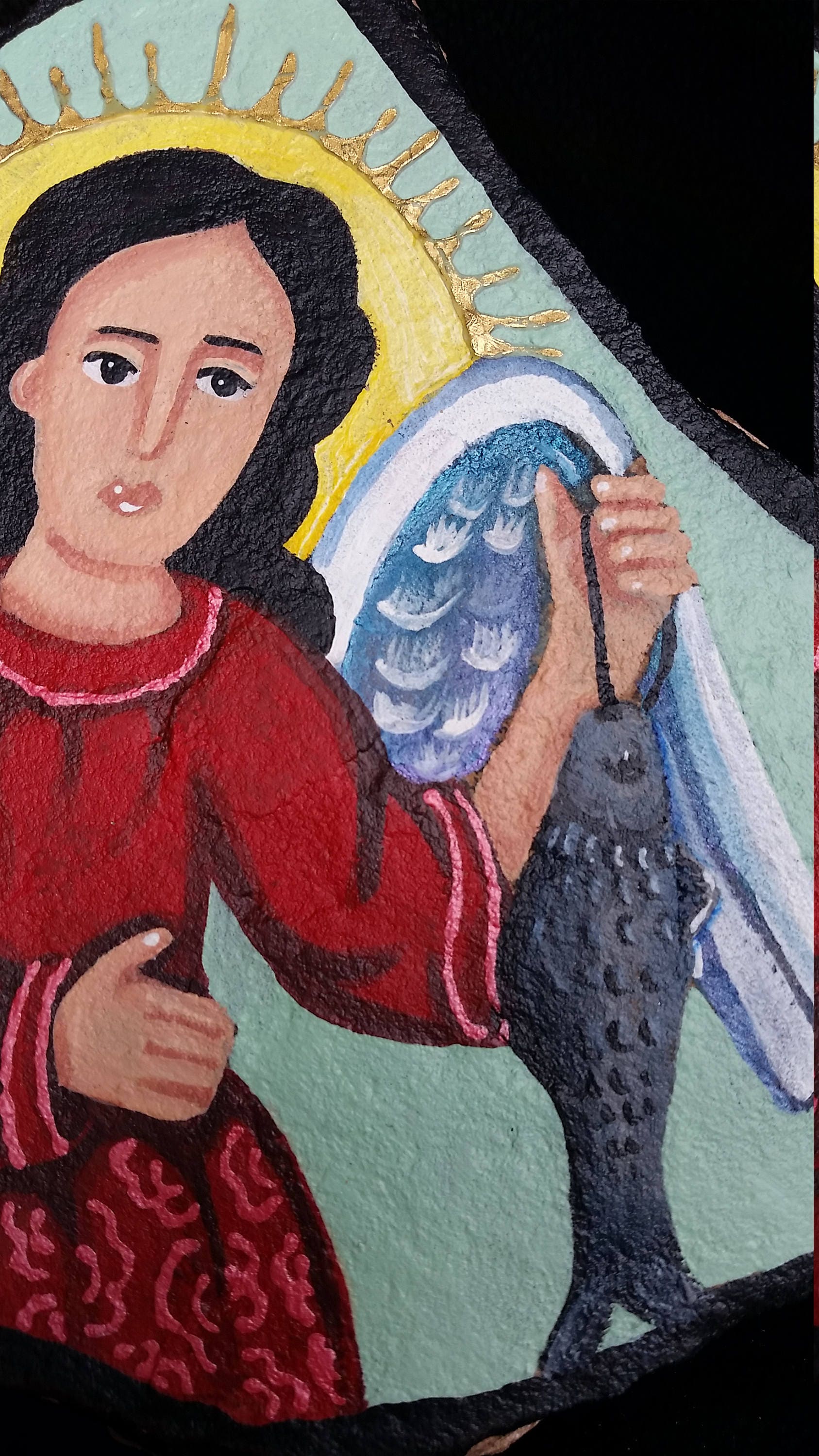 San Rafael - Flagstone Retablo, OOAK Painting. - Etsy