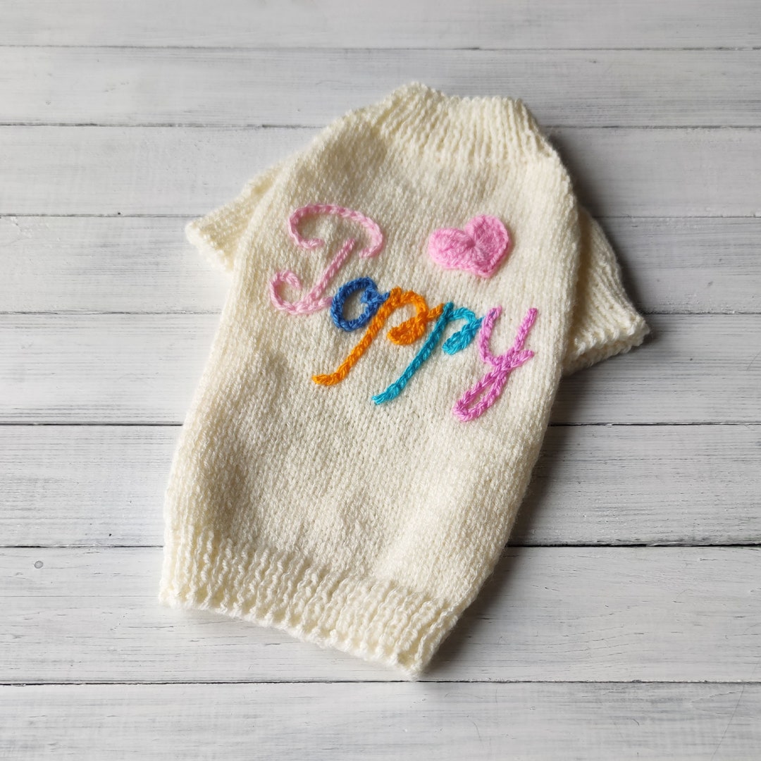 Personalized Dog Sweater With Embroidered Dog Name Valentines Day Dog ...