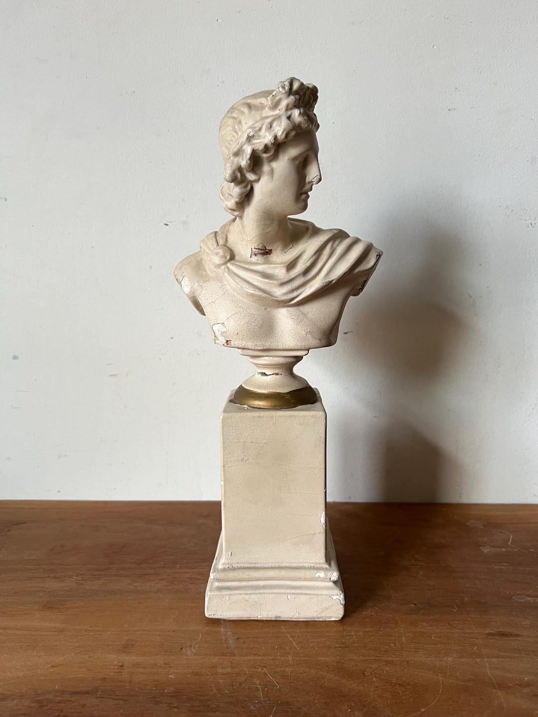 Neoclassical Plaster Bust of Apollo Belvedere Sculpture Victorian Era ...