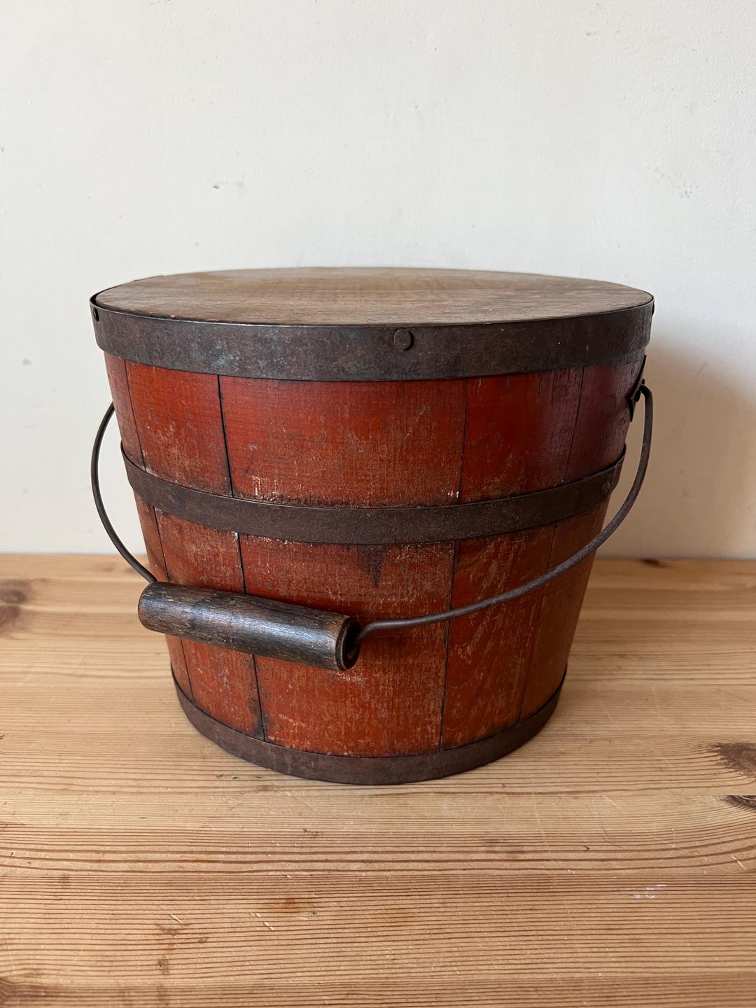 Antique Signed 19th Century Shaker Painted Bucket N.F.SHAKERS ENFIELD ...