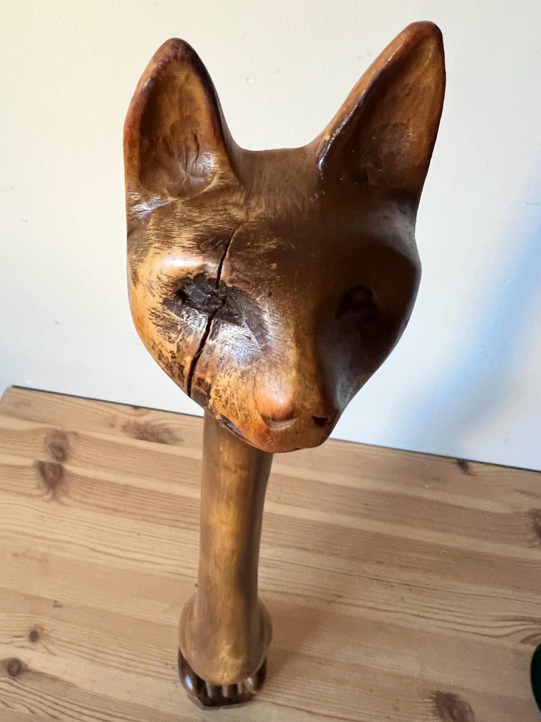 21 Cat Statue Hand Carved Wood Cat Statue Mid Century Modern Stylized ...