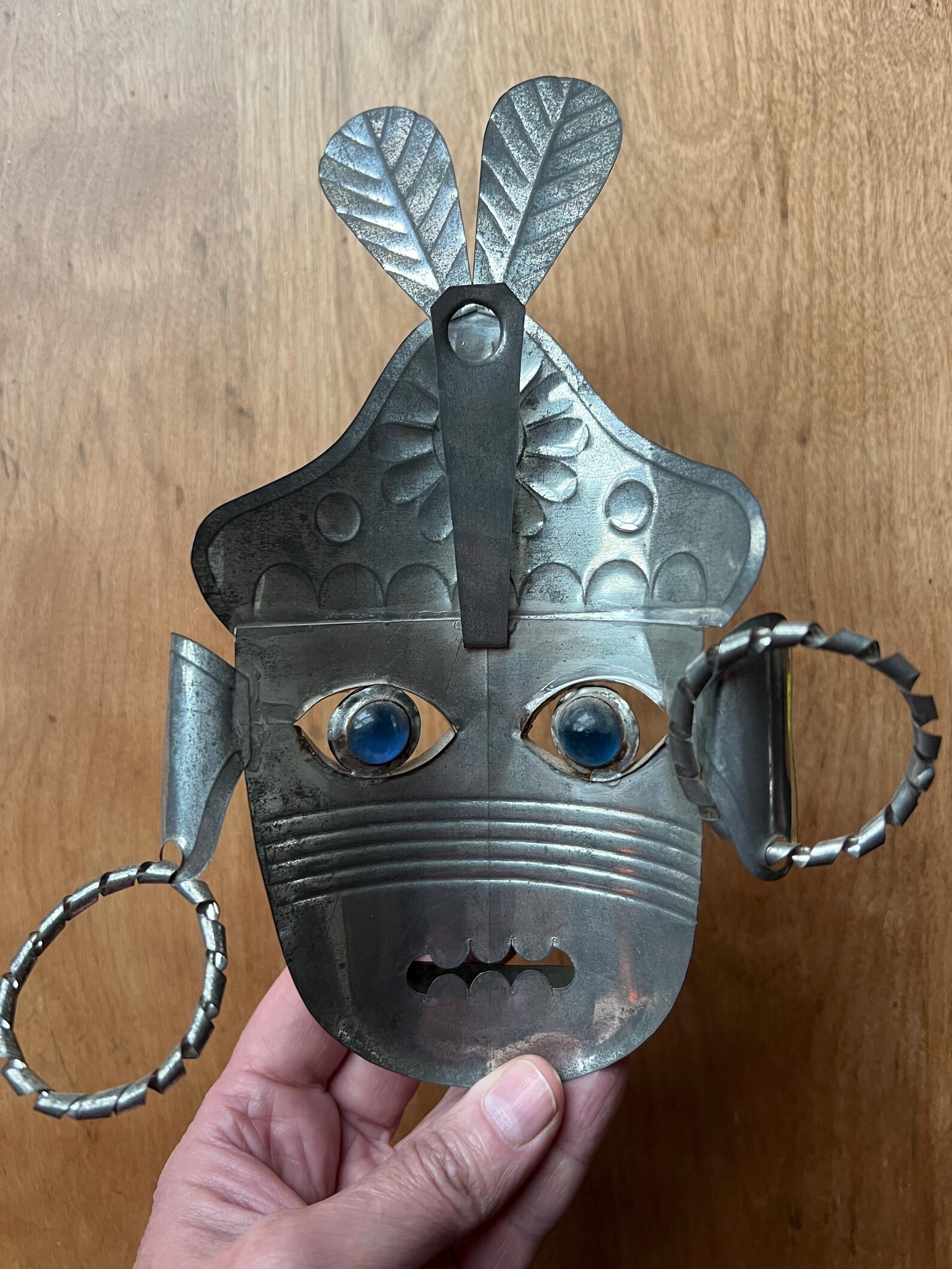 Mexican Folk Art Vintage Tin Mask 1950s Mid Century Folk Art Aztec Wall ...