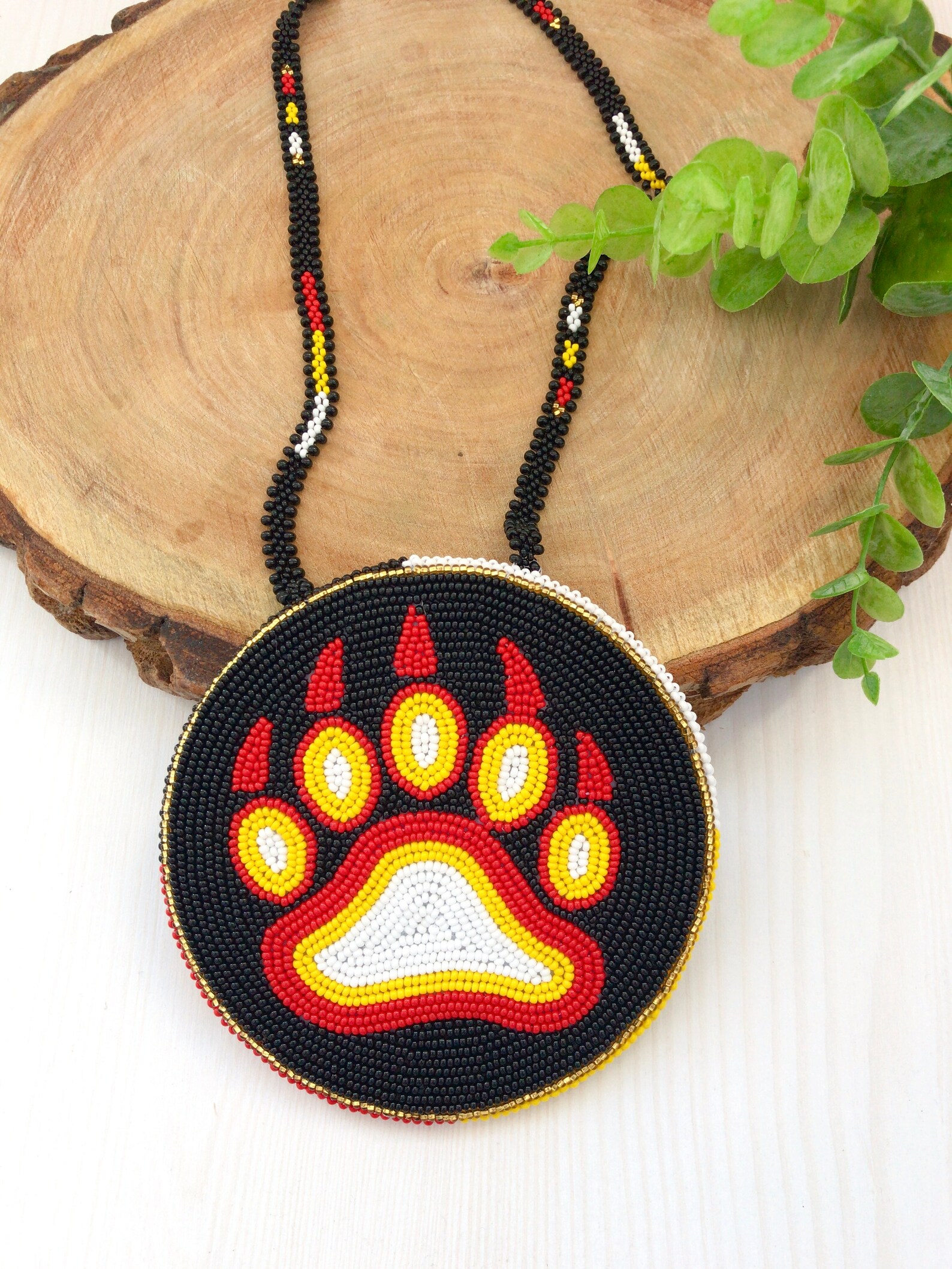 Bear Paw Medallion Native Medicine Wheel Style Beadwork Large - Etsy Canada