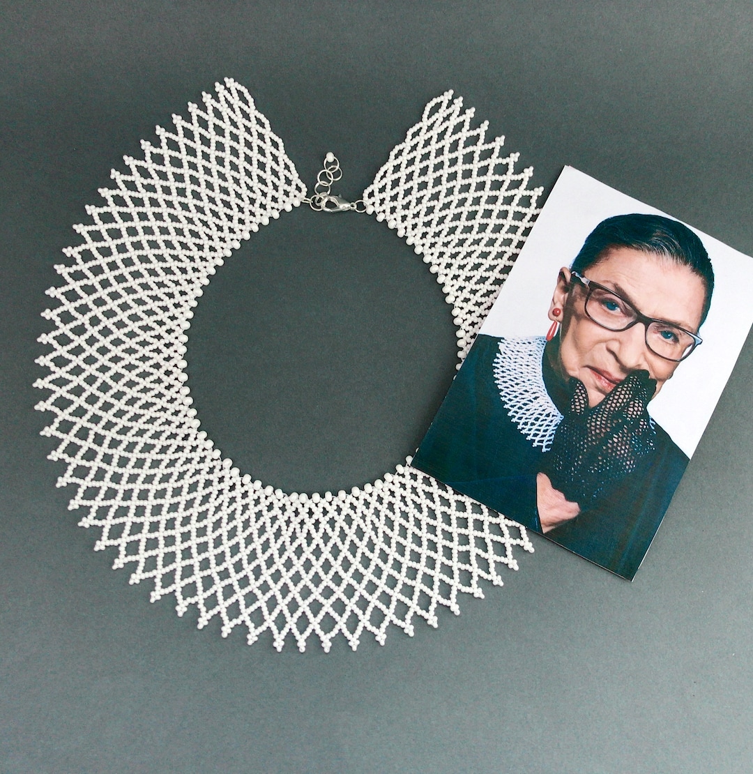 RBG Collar Necklace, Ginsburg Beaded Jewelry, Dissent Collar, Ruth ...