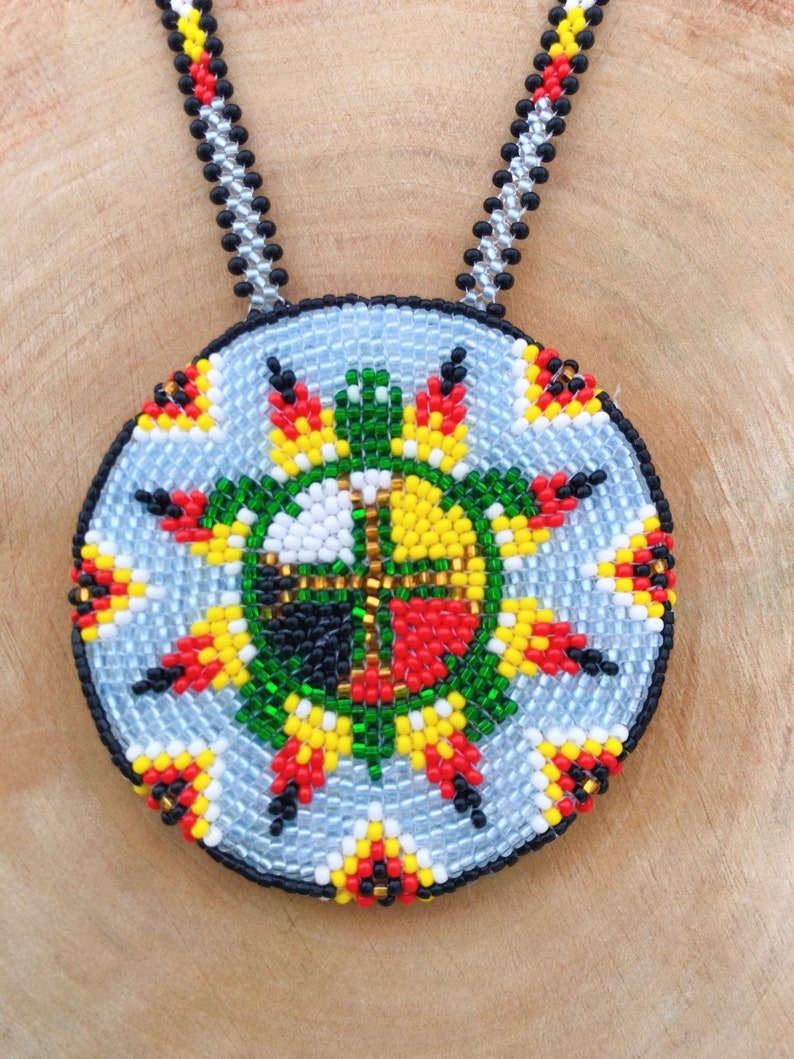 Turtle Native Medicine Wheel Style Medallion, Beadwork Morning Star ...