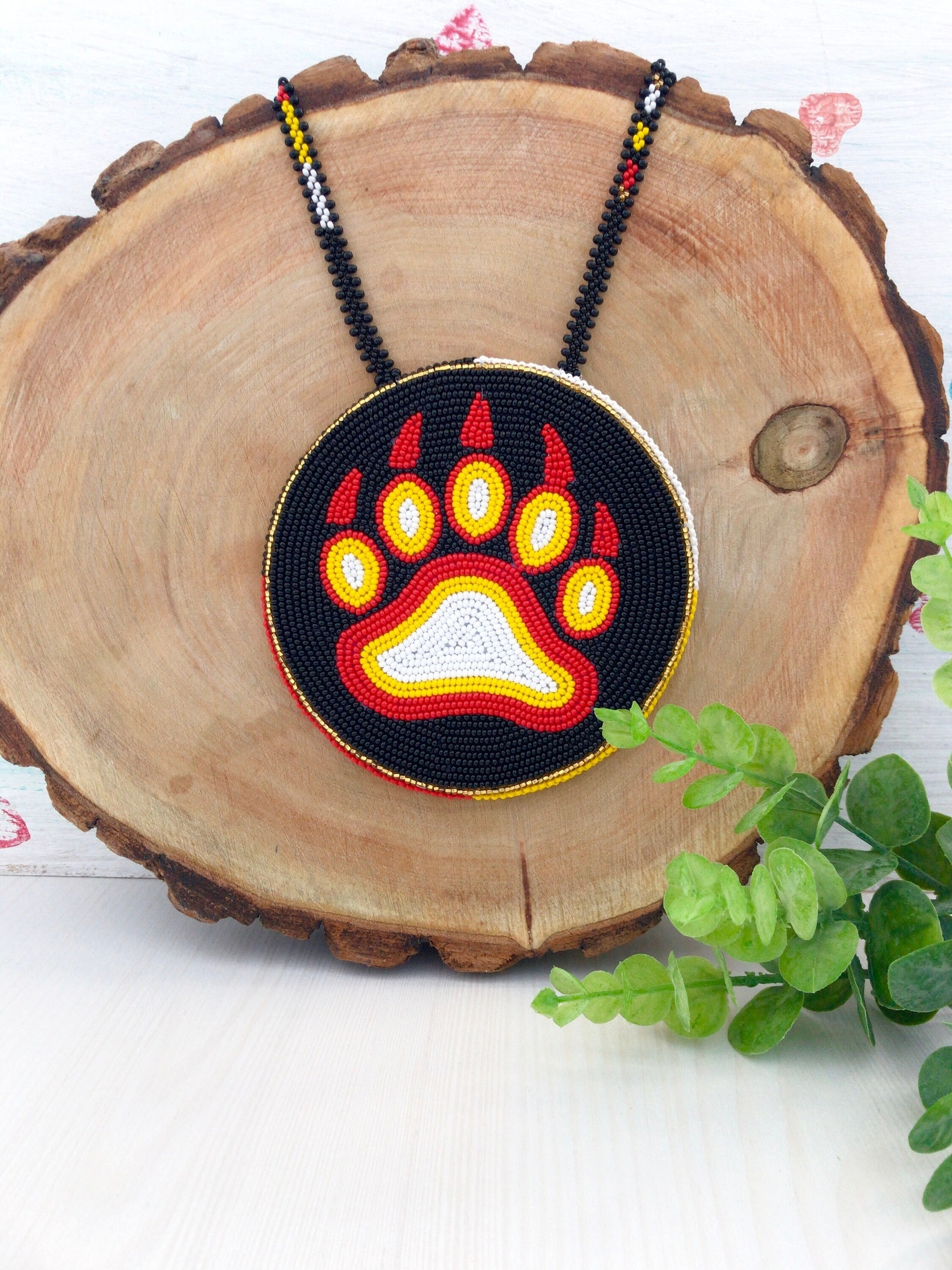 Bear Paw Medallion Native Medicine Wheel Style Beadwork Large | Etsy Canada