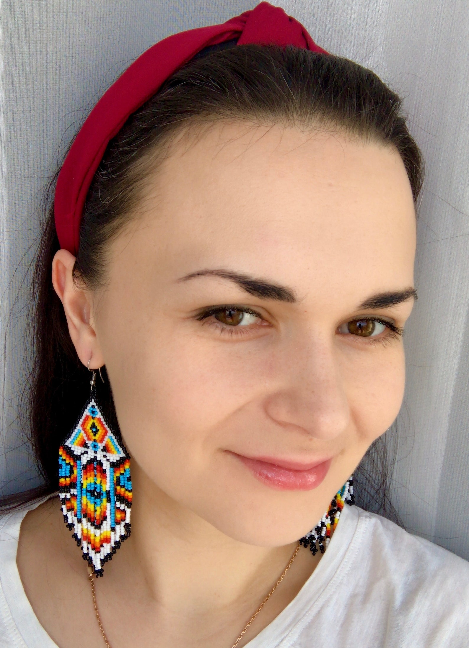 Colorful Fringe Native Style Earrings Large White Boho - Etsy