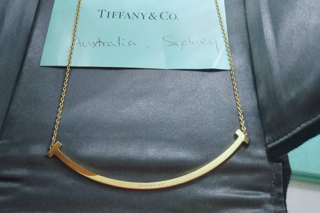 Genuine Tiffany & Co Extra Large Smile Necklace 16,18inches 18k Rose ...
