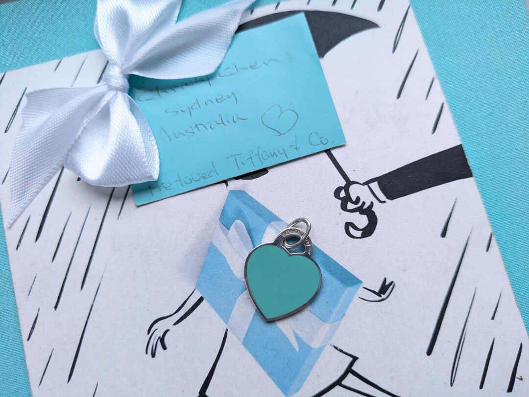 Genuine Tiffany & Co Medium Rtt Heart Charm Blue Enamel - Sterling ...