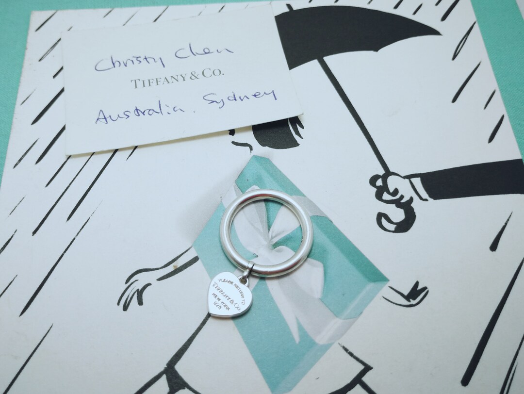 Genuine Tiffany & Co Rtt Heart Dangle Ring US5.25 Sterling Silver - Etsy